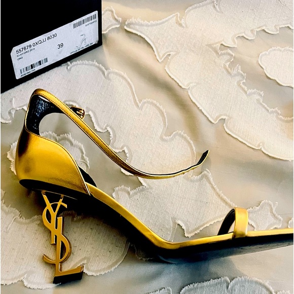 Yves Saint Laurent | Shoes | Copy Gold Opyum Ysl Logo Heel With Gold ...
